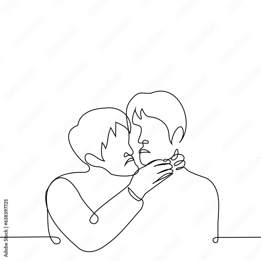 man strangling a man - one line art vector. the concept of an attack ...