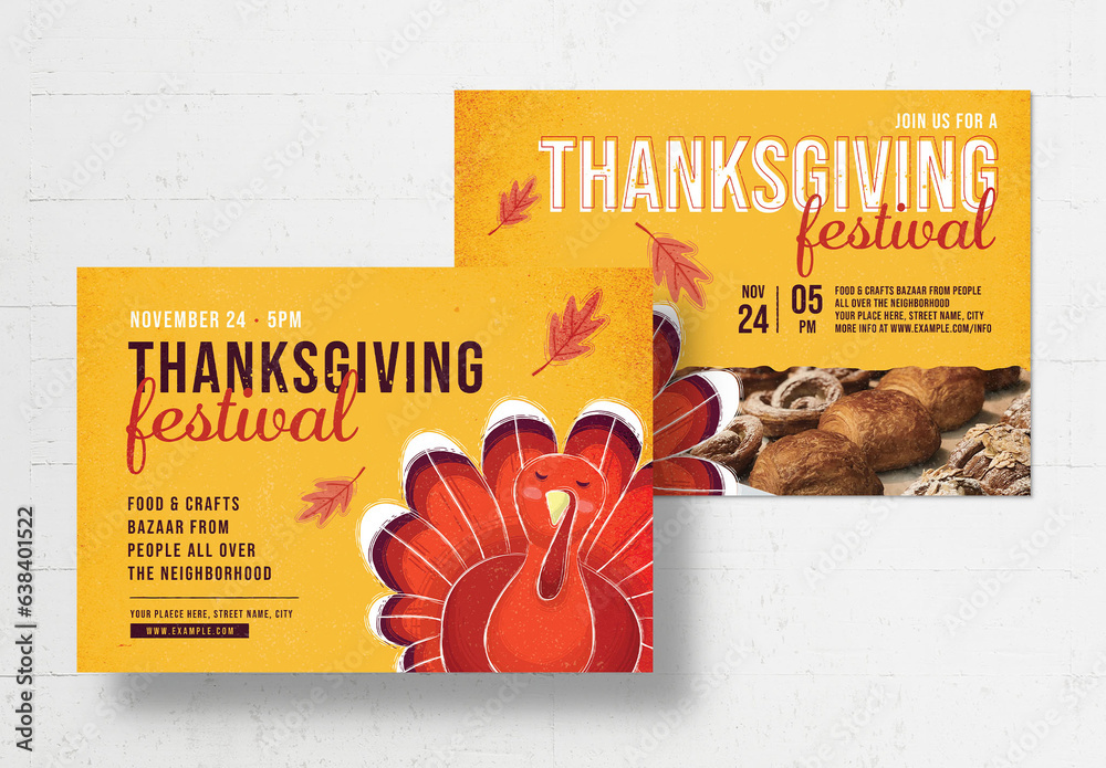 Thanksgiving Flyer Layout Stock Template | Adobe Stock