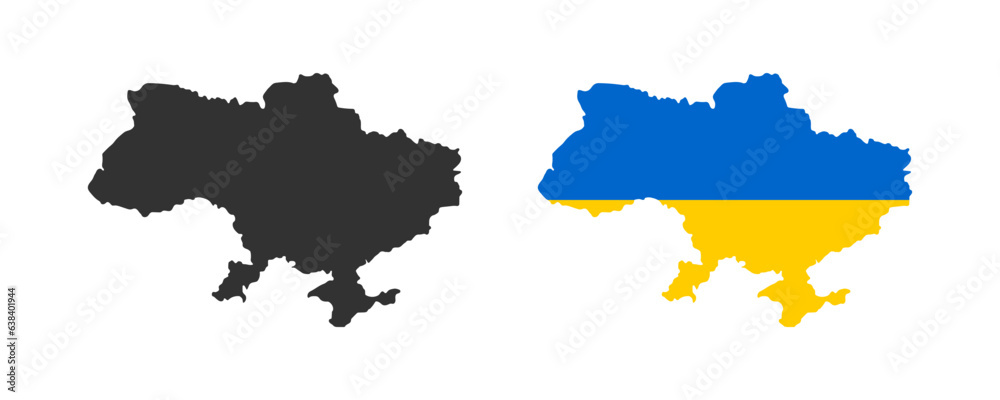 Ukraine icon. Ukrainian map signs. The geographic contour of Ukraine's ...