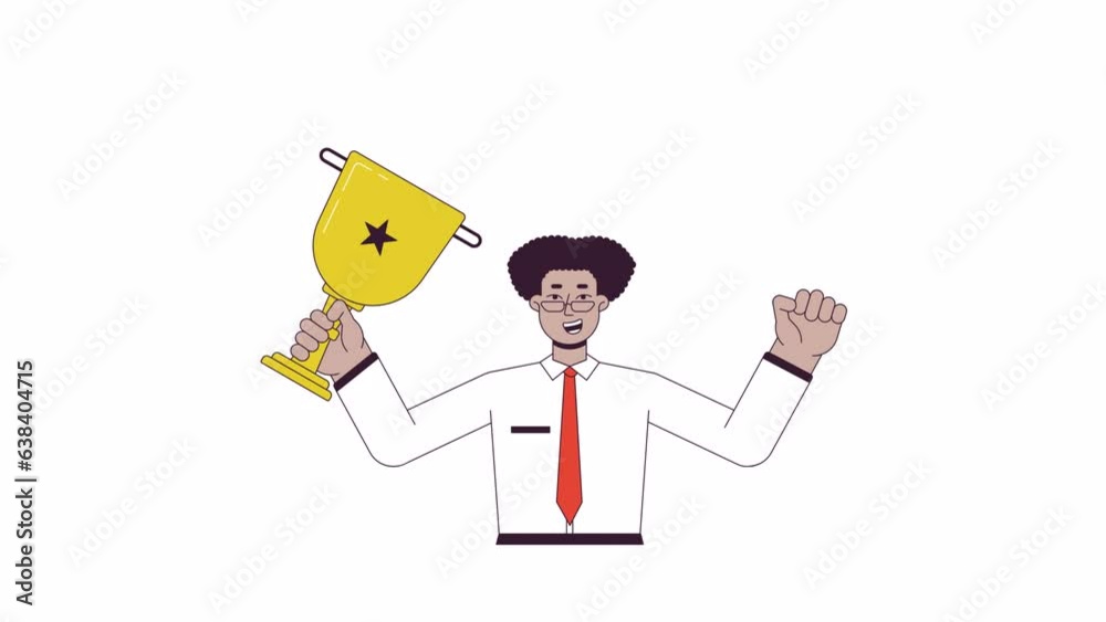 Celebrating Achievements Businessman Line 2d Character Animation