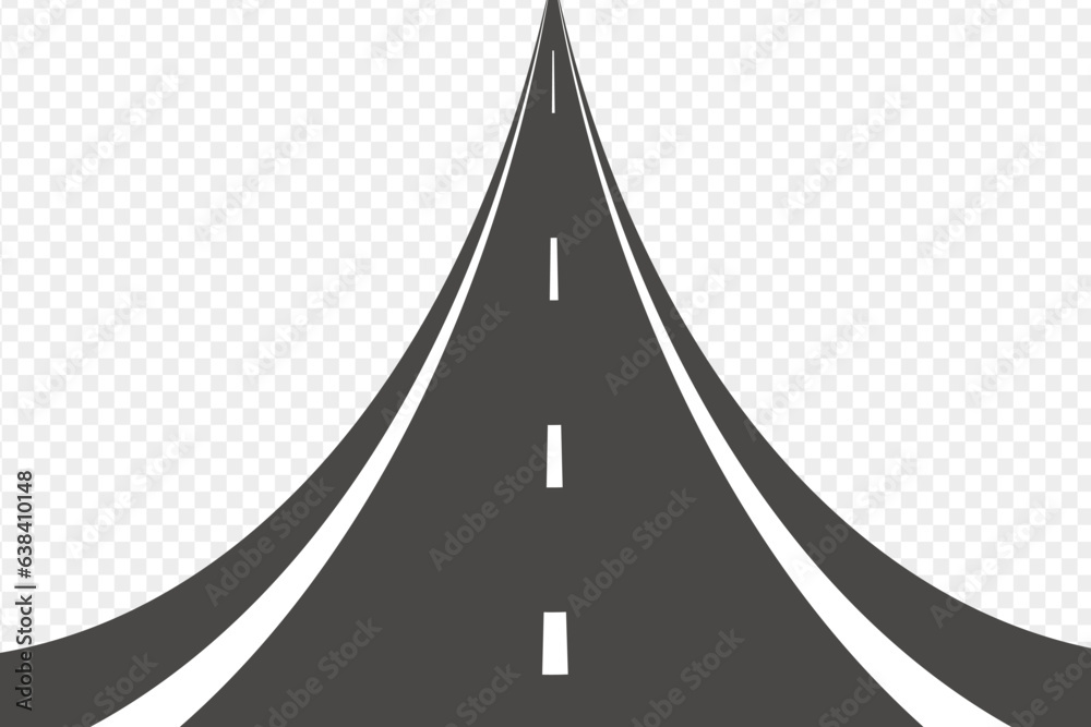 Road with white lines. Winding road. Journey traffic curved highway ...