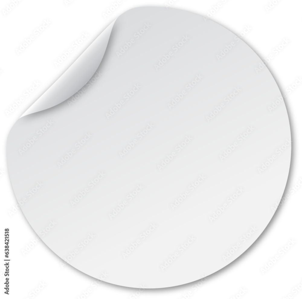 Realistic round sticky sticker with curved edges and a realistic drop ...