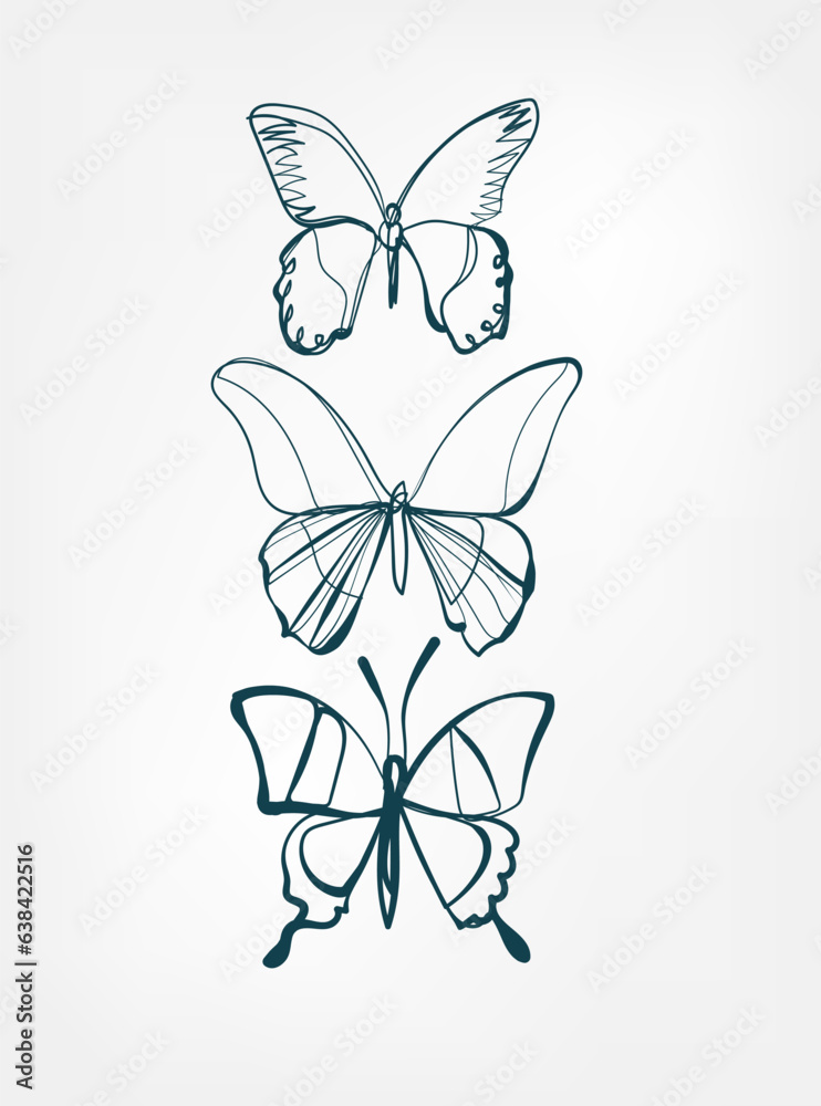 Vetor de butterfly vector line art animal wild life single one line ...