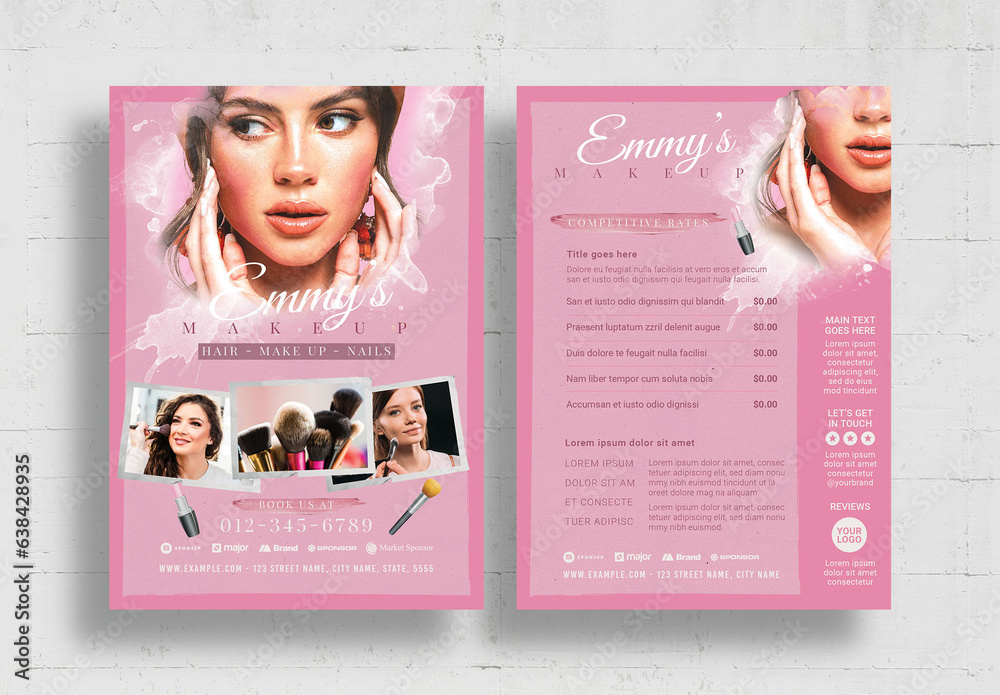 Makeup Artist Beauty Salon Flyer Poster Layout Stock Template | Adobe Stock