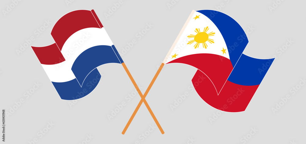 Crossed and waving flags of the Netherlands and the Philippines Stock ...