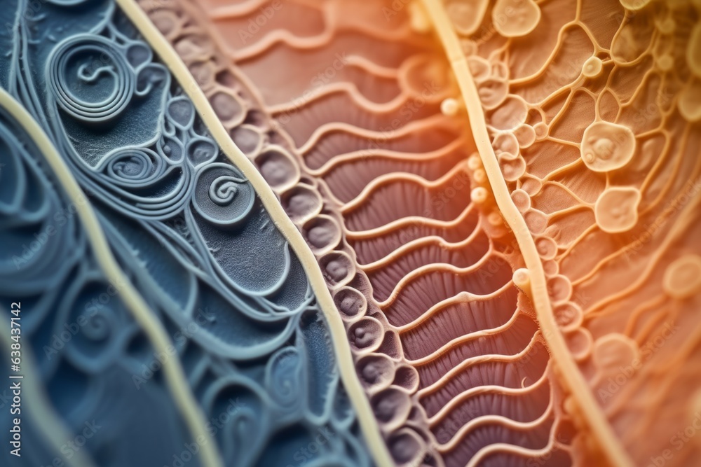 Microscopic macro close-up shot scientific research epithelial tissue ...