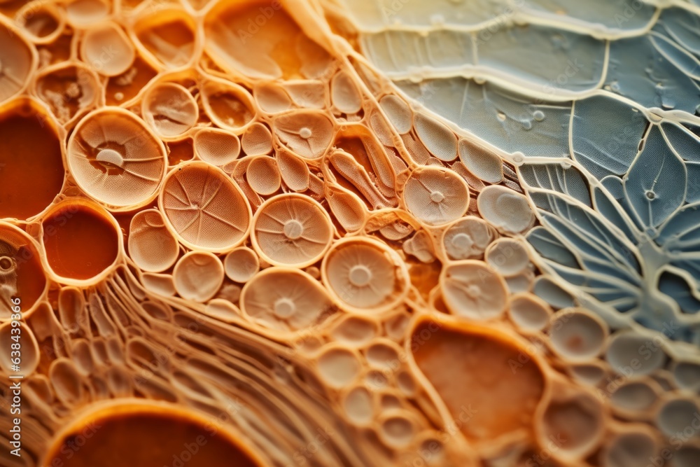 Microscopic macro close-up shot scientific research epithelial tissue ...