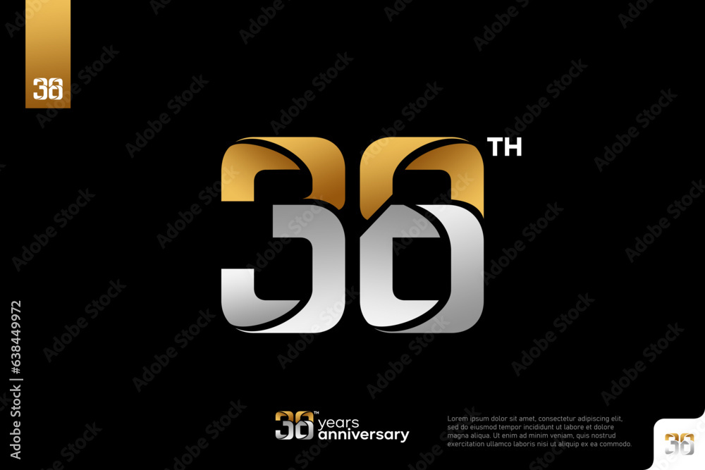 Gold and silver number 38 logo icon design on black background, 38th ...