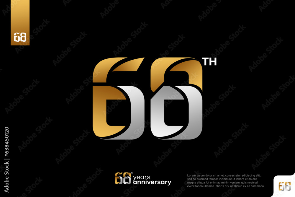 Gold and silver number 68 logo icon design on black background, 68th ...