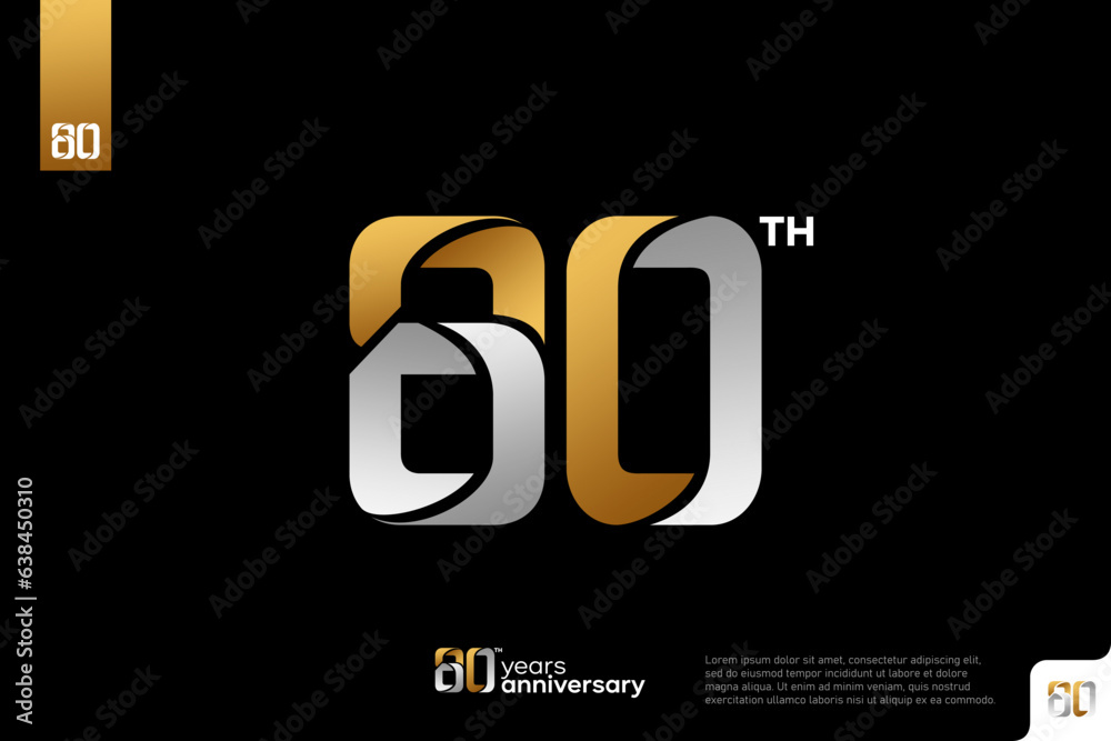 Gold and silver number 80 logo icon design on black background, 80th ...