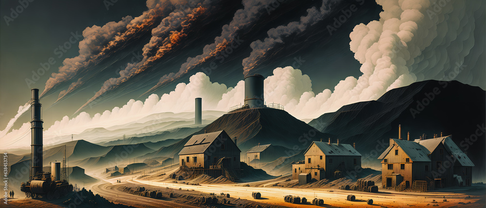 Open-Pit Coal Mine: Environmental Destruction from Chimney Pollution ...