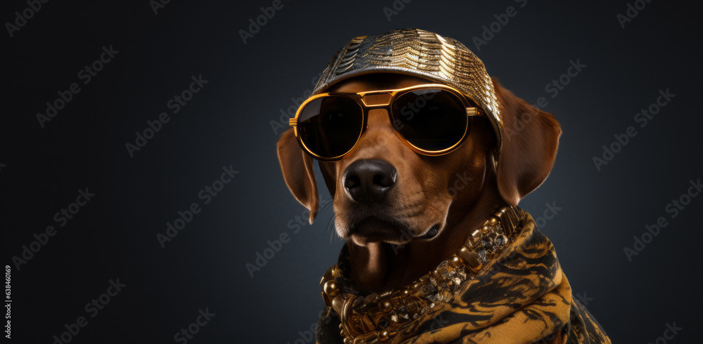 A cool dog. Rapper dog. Dog dressed as a gangster. Dog wearing ...