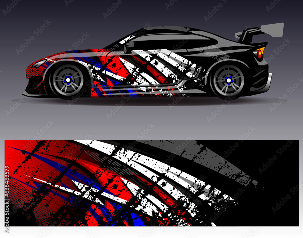 Race car wrap decal designs. Abstract racing and sport background for ...