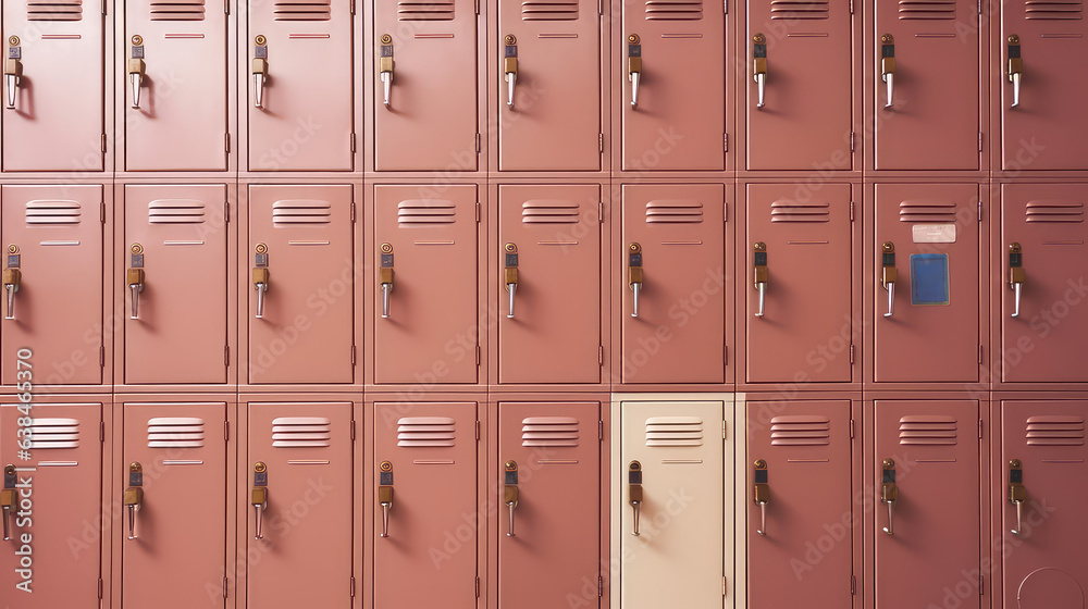 Сloseup of school locker. Minimal style creative wallpaper with many ...