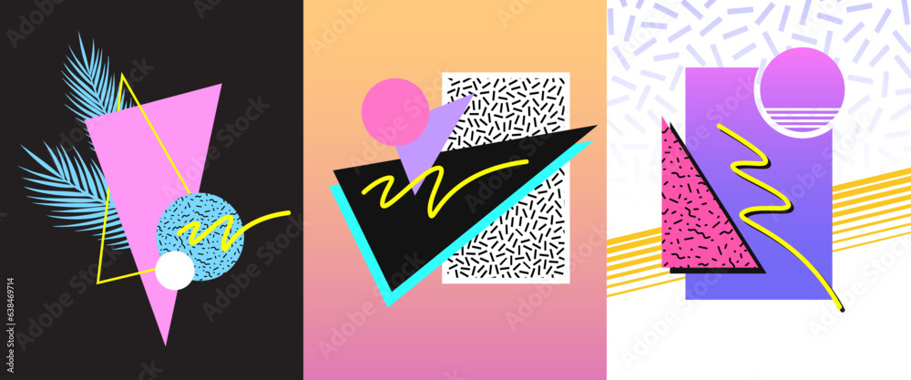 Vetor de Retro Synthwave Trilogy: Vibrant 80s-Inspired Vector Artworks ...