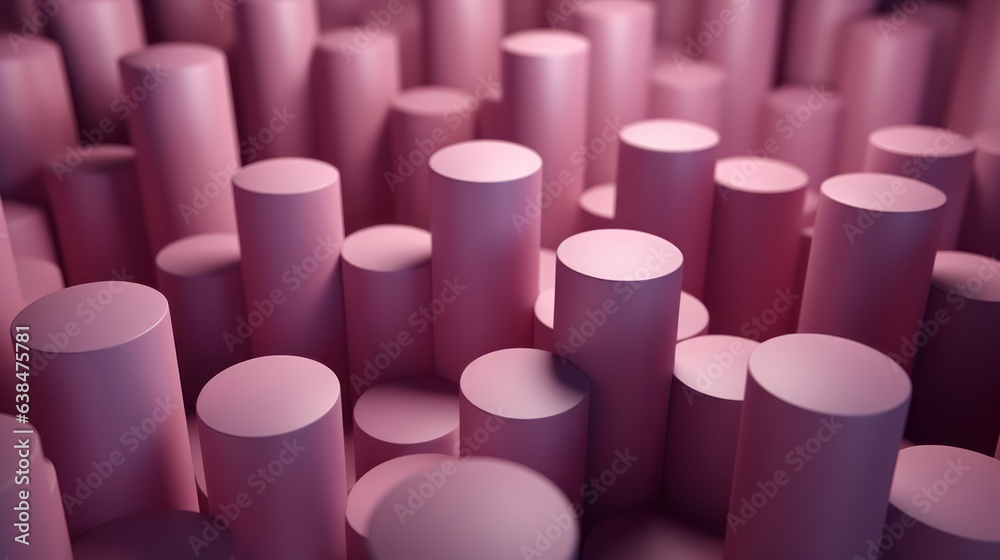 Group of cylinder shaped vertical objects of different height. Minimal ...