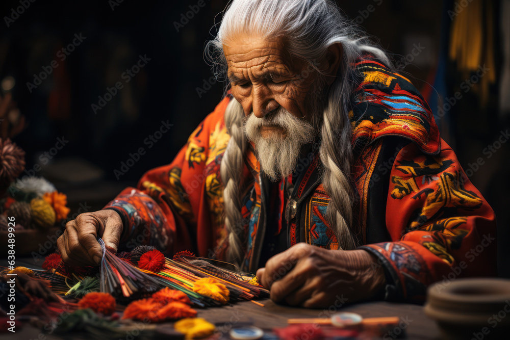 Indigenous Traditions. Native artisans crafting intricate textiles ...