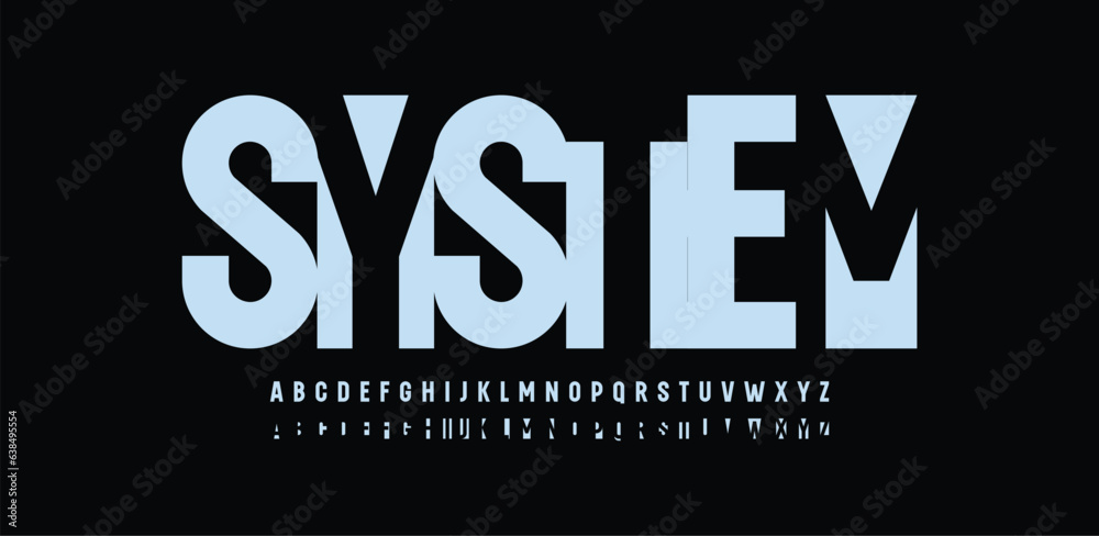 System, Negative space cut letter set double fused together font modern ...