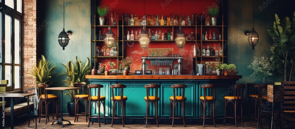 Cafe with a retro style interior and decor Stock Photo | Adobe Stock
