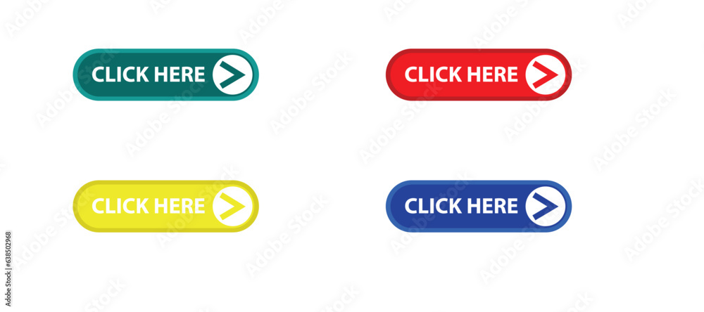 Click here button with arrow pointer clicking icon. Click here vector , arrow pointer. Click ...