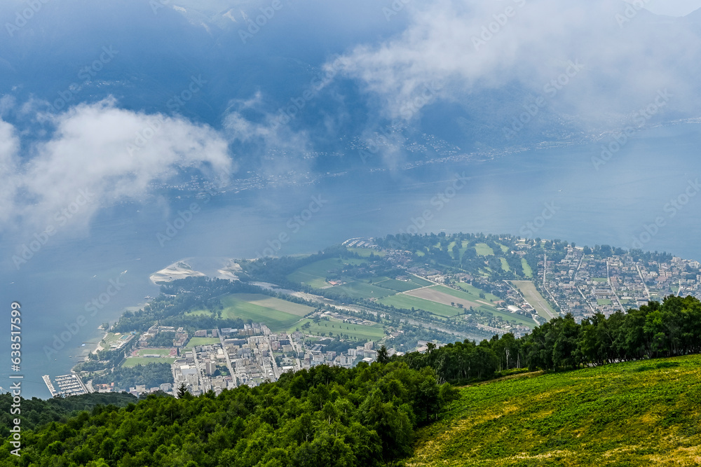 Cimetta, Hausberg, Cardada, Locarno, Maggia, Fluss, Flussdelta Lago ...