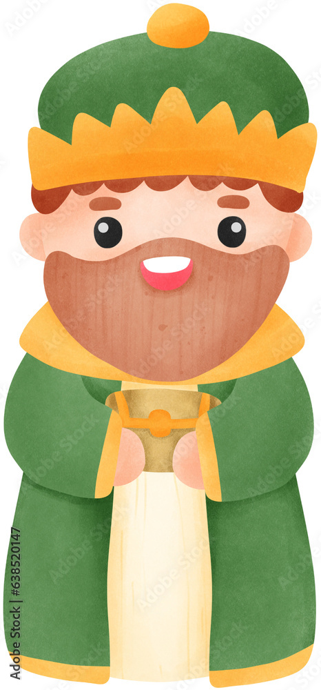 Casper One of the three wise men, Cute cartoon illustration Nativity of ...