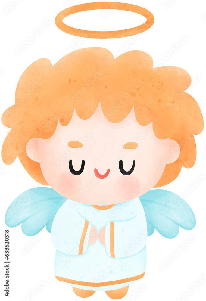 Angle Gabriel, Cute cartoon illustration Nativity of Jesus, birth of ...