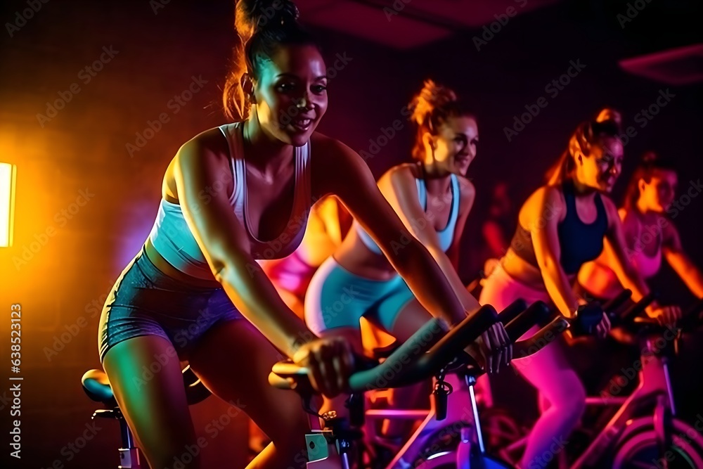 Everyday Fitness: Group of Women Engaged in a Spinning Class at a ...