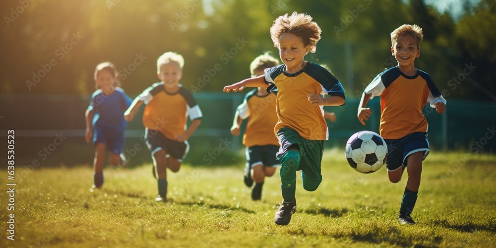 Football soccer training for kids, children football training scene ...