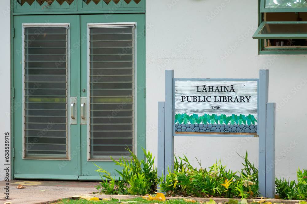 Lahaina, Maui, Hawaii - July 18, 2023: The Lahaina Public Library, 1956 ...