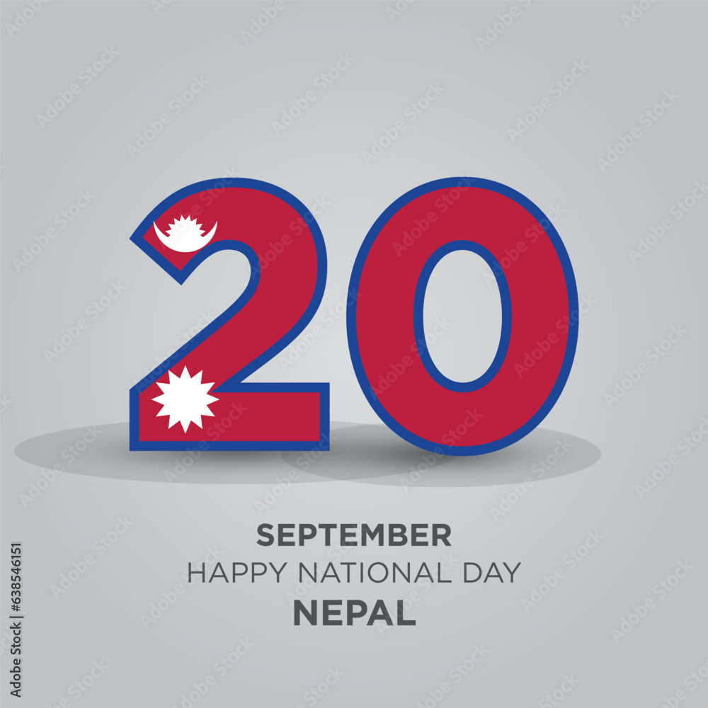 Happy Independence Day Nepal Design. Number 20 made of the Nepal Flag ...