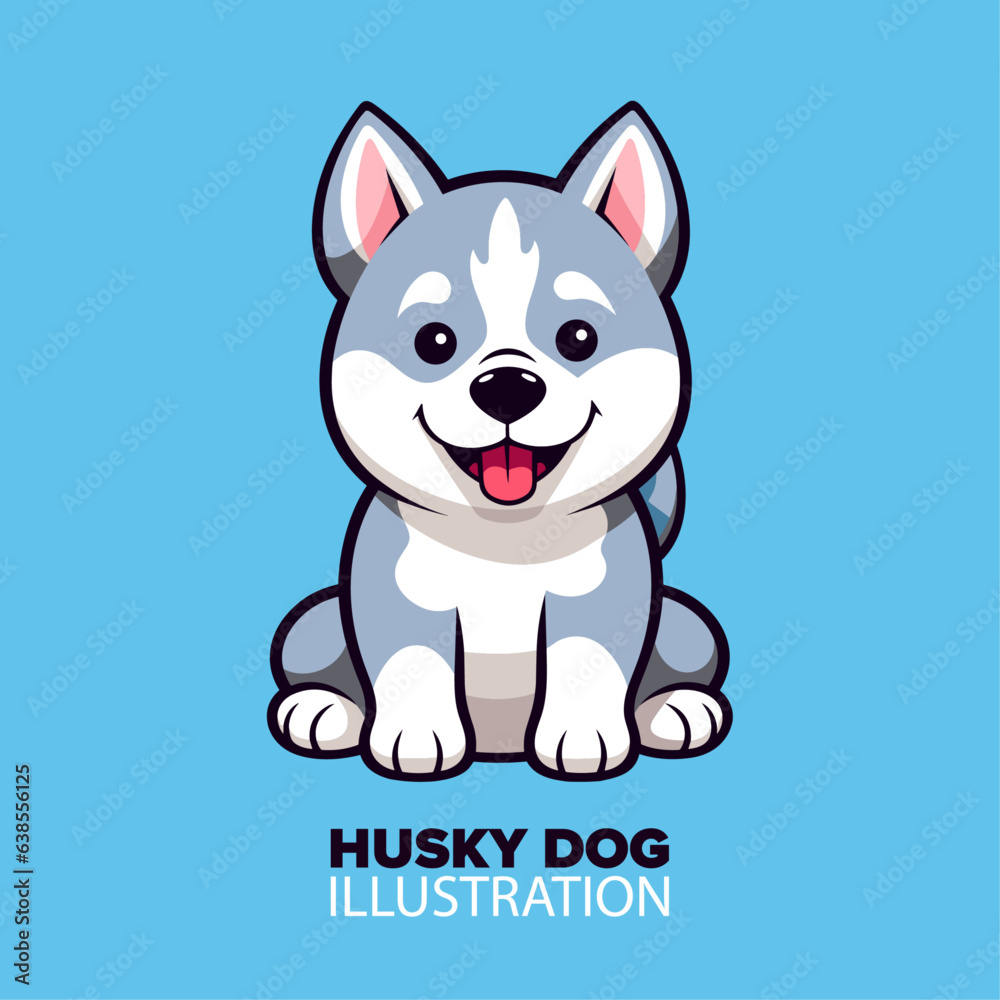 Charming Husky Icon in Cartoon Style: Nature Vector Illustration Stock ...