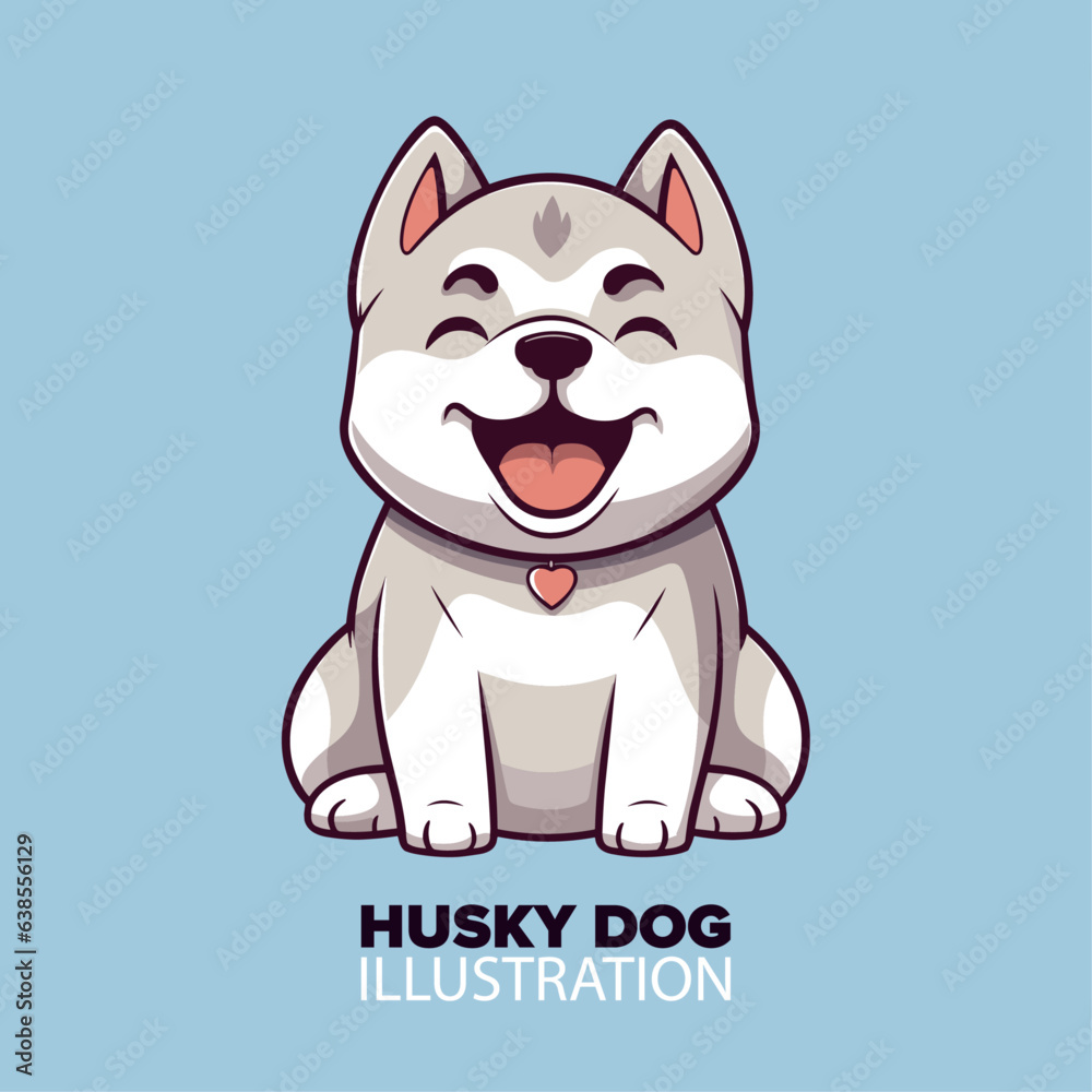 Cute Husky Cartoon Vector: Iconic Animal Nature Illustration Stock ...