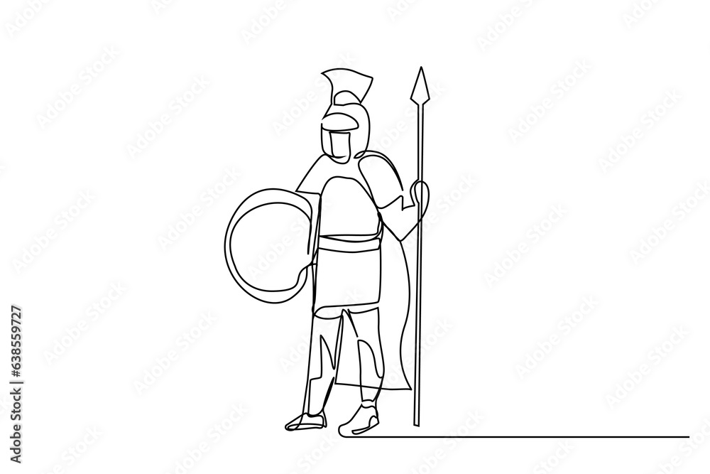 ancient historical roman greek military armored sword spear holding ...