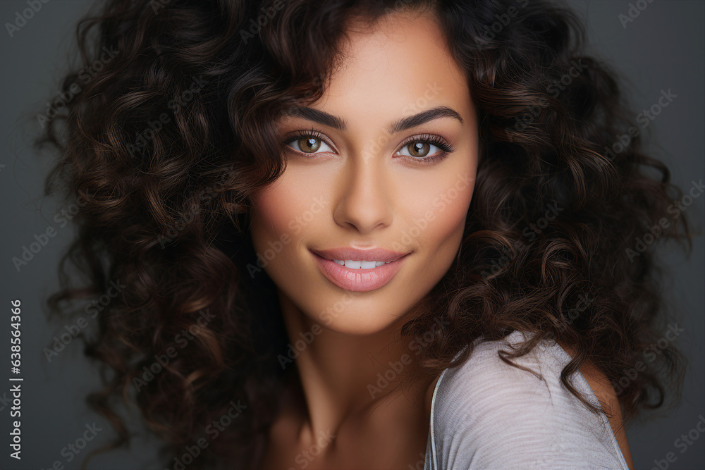 Generative IA picture portrait of young mixed race girl natural beauty ...