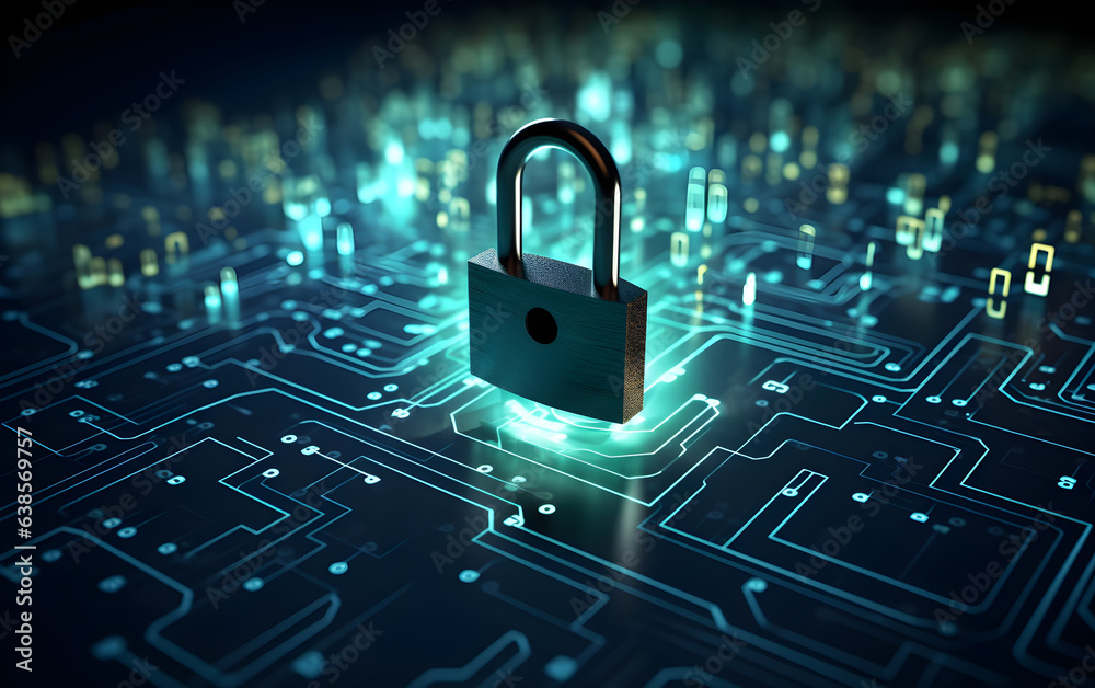 Abstract Technology Digital Cyber Security Key Lock and Data Breach ...