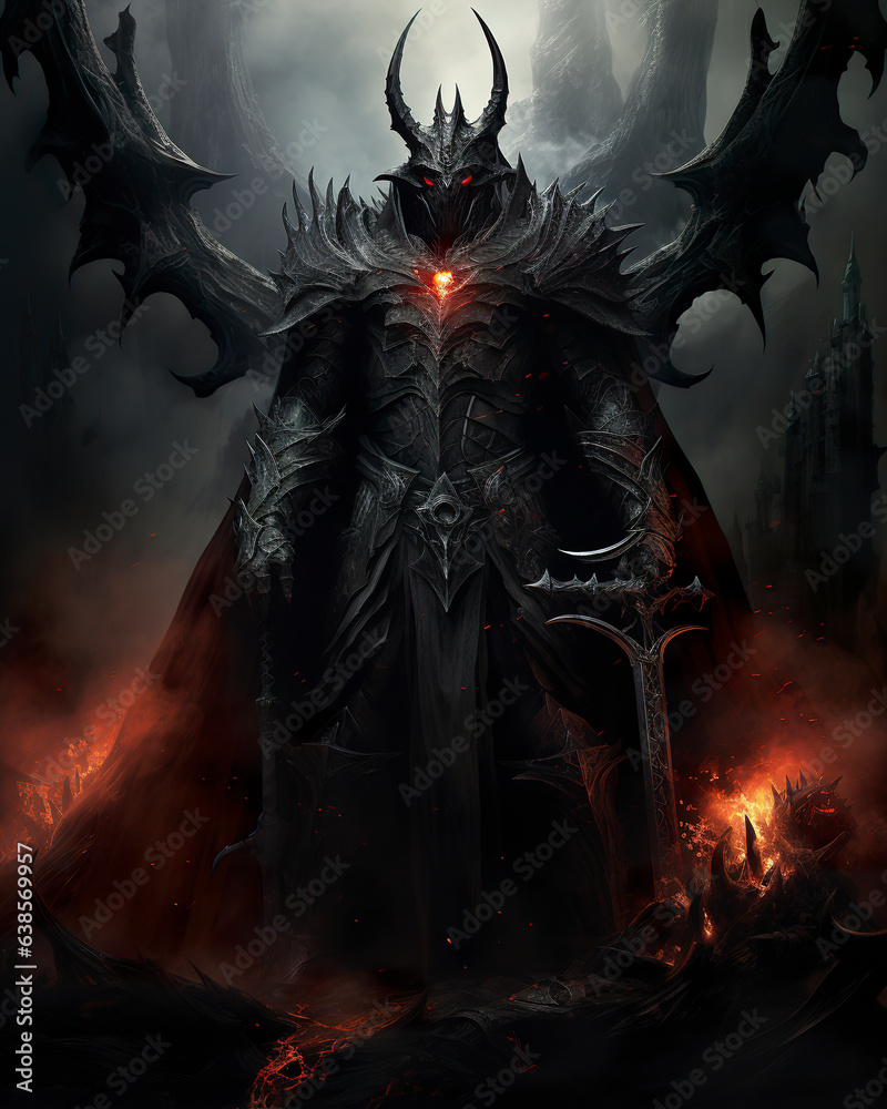 Lord of darkness in an aura of supremacy. Figure of power and intrigue ...