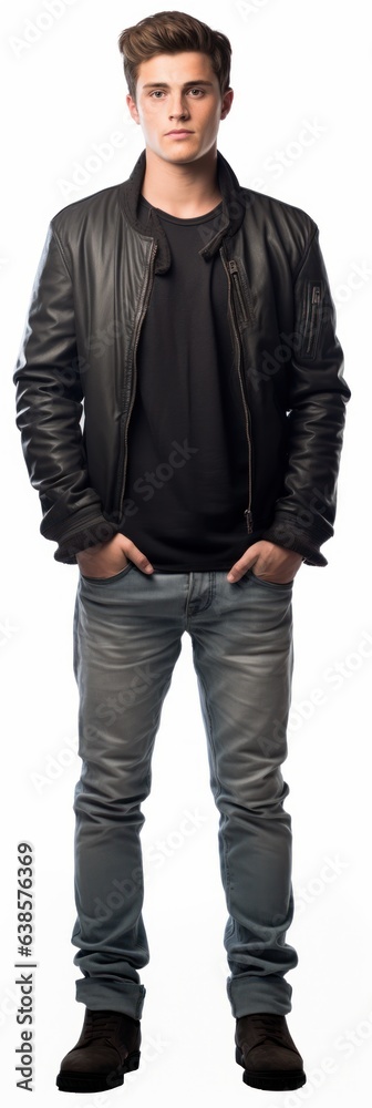 portrait of a handsome young white american man standing full height ...