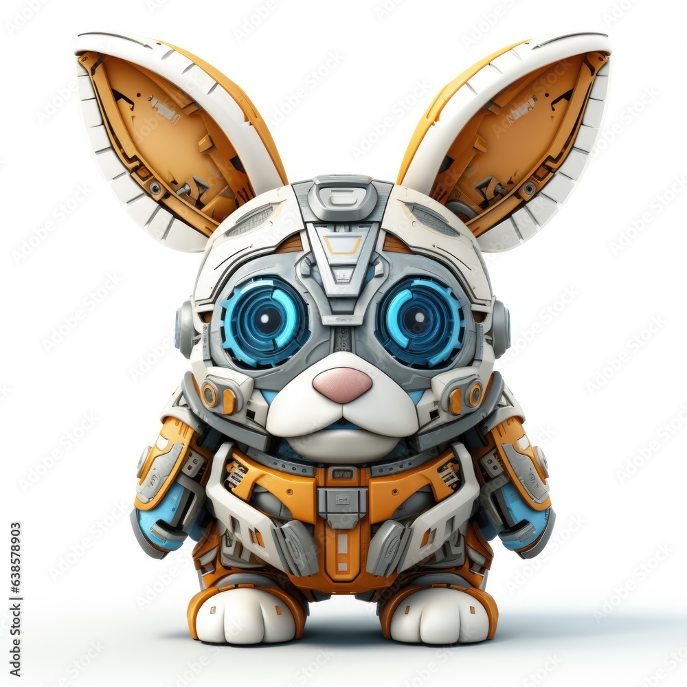 3d rendering of a cute robot bunny with a futuristic design, AI Stock ...