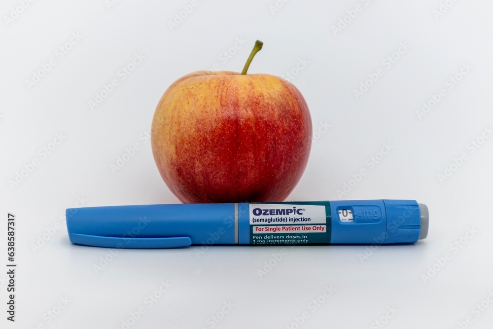 Ozempic pen with apple on white background with copy space Stock Photo ...