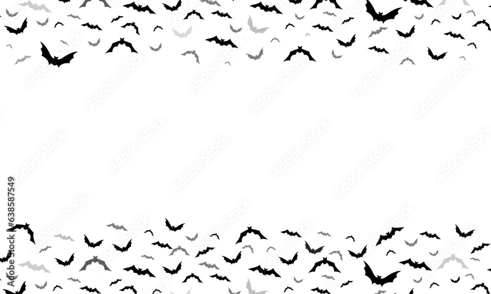 confetti halloween bats border falling bat frame background isolated on ...
