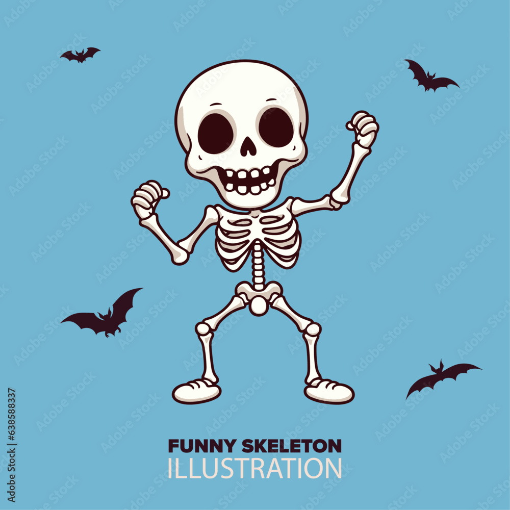 Cute funny skeleton cartoon: A Halloween icon concept brought to life ...