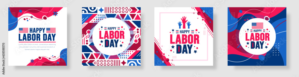 us labor day social media post banner design template set. Holiday ...