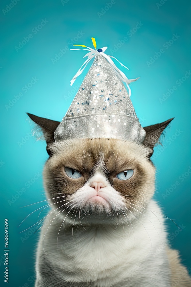 Angry siamese cat with open mouth and blue eyes. Funny cat with big ...