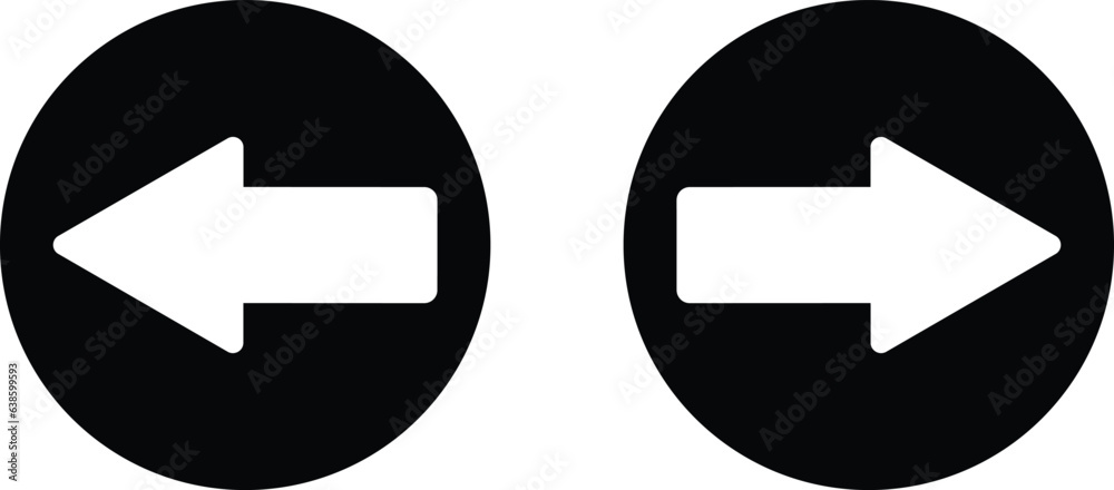 Previous and next arrow icon buttons vector isolated on white ...
