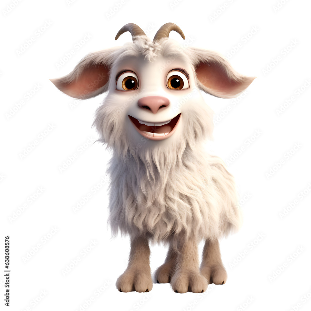 Cartoon funny goat isolated on white background - 3d illustration ...