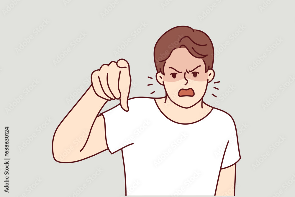 Angry man points finger at screen and screams furiously, blaming you ...