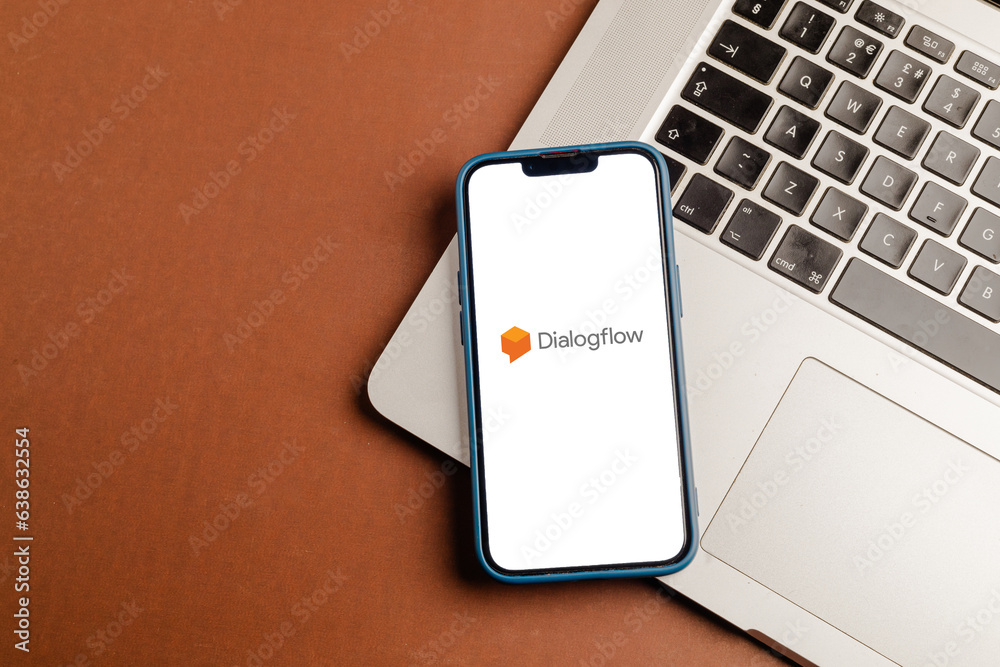 Dialogflow logo on the phone screen Stock Photo | Adobe Stock