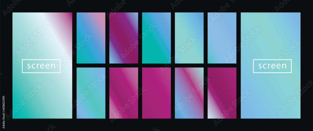 Mobile screen lock display collection of colorful backgrounds in trendy ...