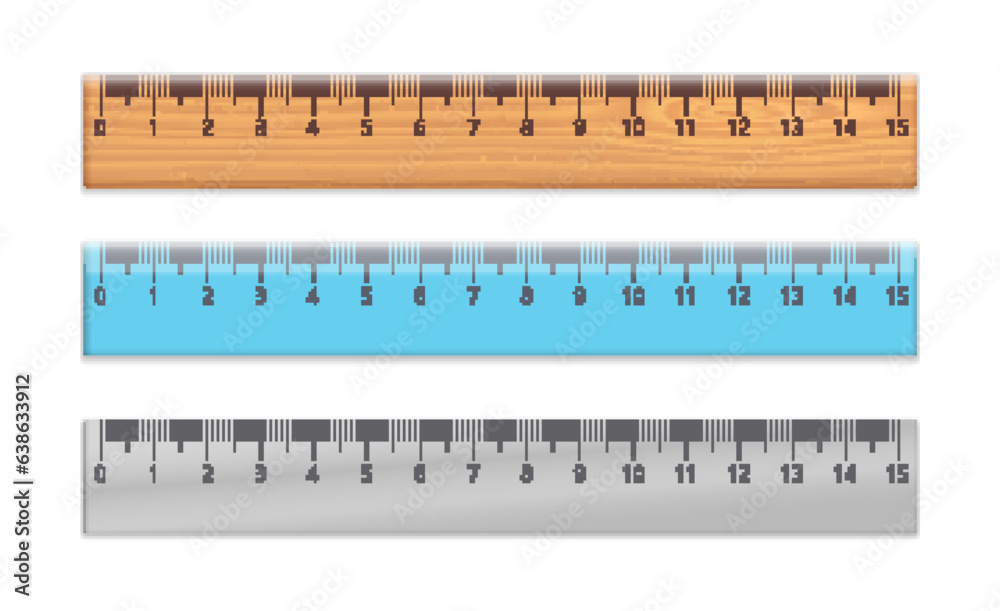 School rulers with centimeter scale isolated on white background ...